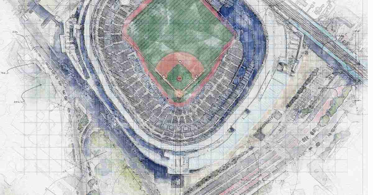 Yankee Stadium Overhead Baseball Stadium Print, New York Yankees