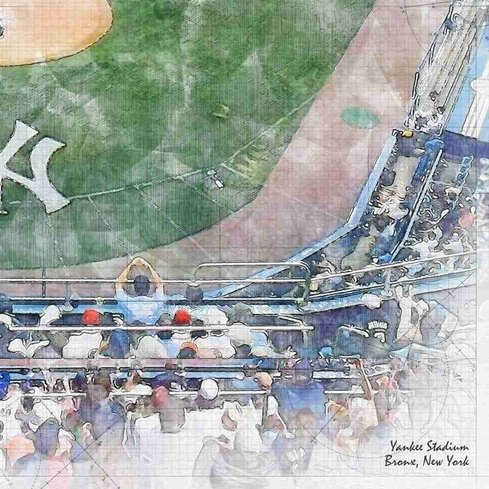 Yankee Stadium Historic Baseball Stadium Print, New York Yankees