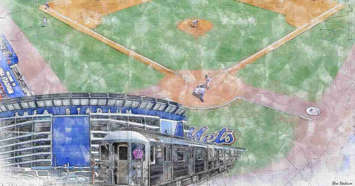 Shea Stadium Baseball Stadium Print Wall Art, New York Mets Baseball