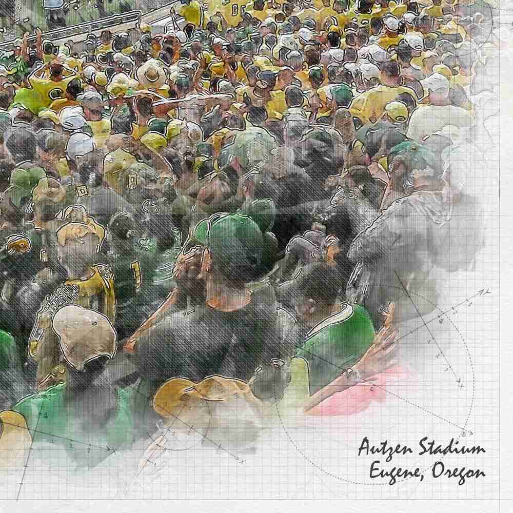 Autzen Stadium Print / Canvas Wall Art, Oregon Ducks College Football ...