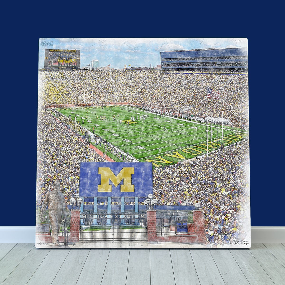 Michigan Stadium Print / Canvas Wall Art, Michigan Wolverines College ...