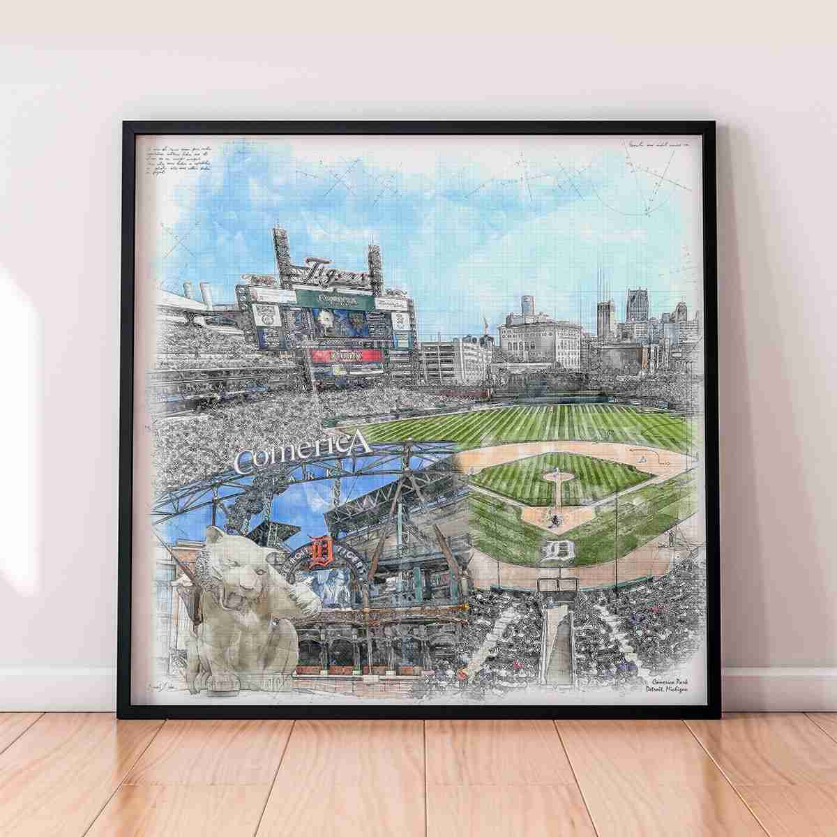 Comerica Park Print - Detroit Tigers Baseball Stadium Art
