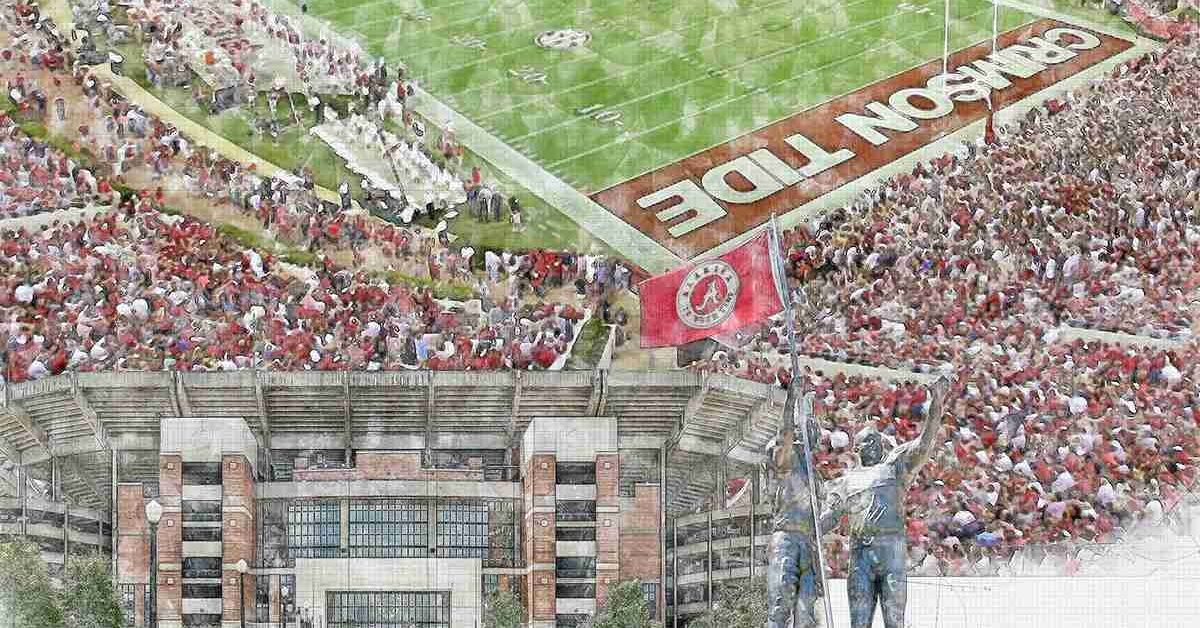 Bryant-Denny Stadium Print / Canvas Wall Art, University of Alabama ...
