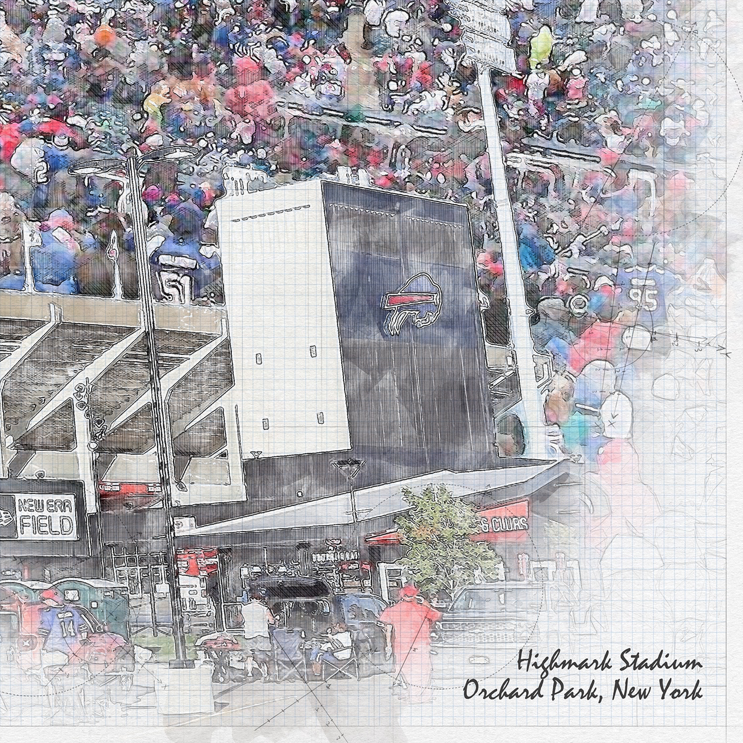 Highmark Stadium Print / Canvas Wall Art, Buffalo Bills Football ...