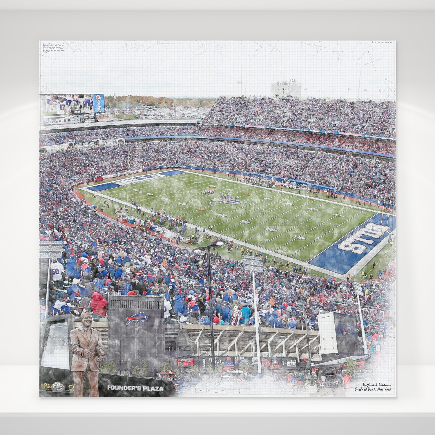 Highmark Stadium Print / Canvas Wall Art, Buffalo Bills Football ...
