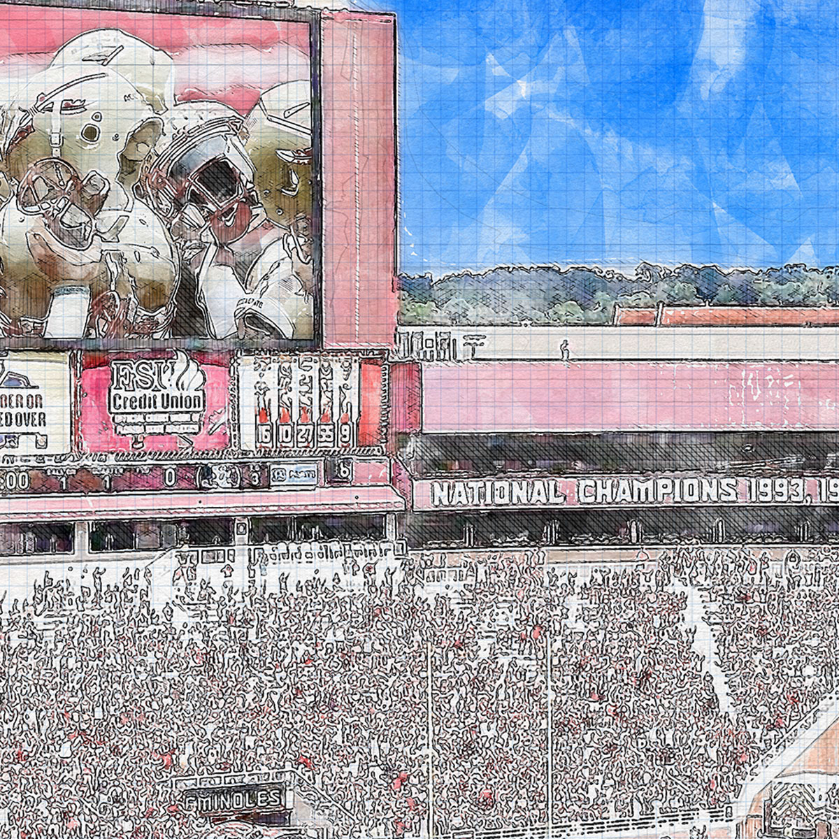 Doak S. Campbell Stadium Print / Canvas Wall Art, Florida State ...