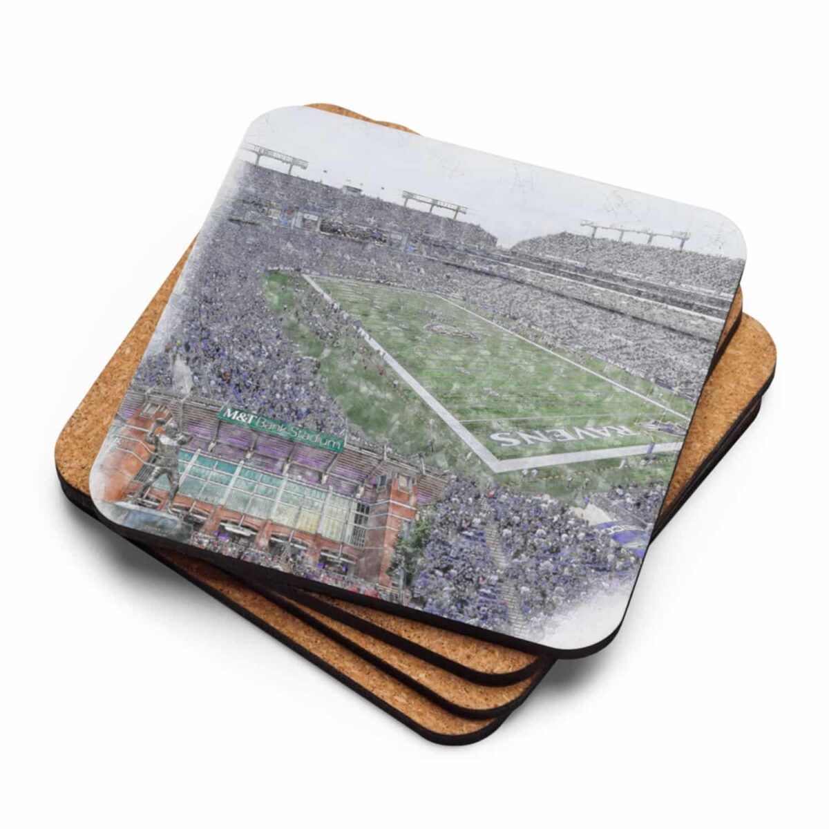 M&T Bank Stadium High Gloss Coated, Cork-Backed Drink Coaster ...