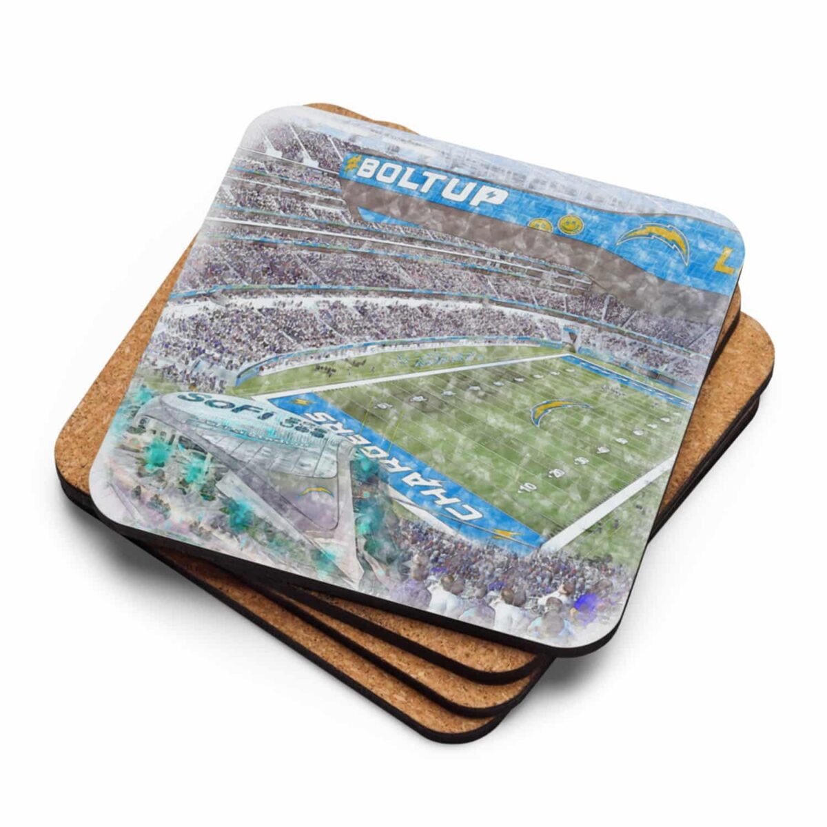 SoFi Stadium High Gloss Coated, Cork-Backed Drink Coaster, Los Angeles ...